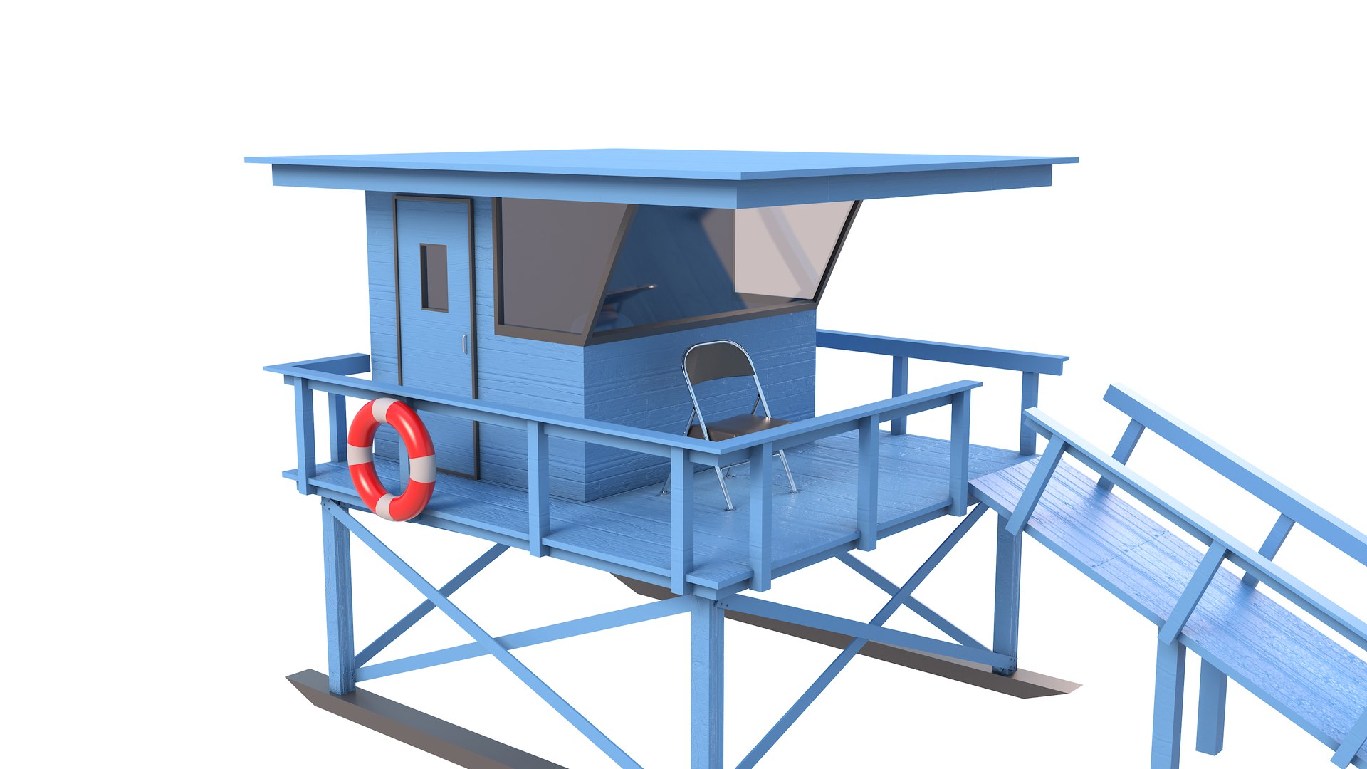 3D Lifeguard Station and Lifeguard Chair - TurboSquid 2096712