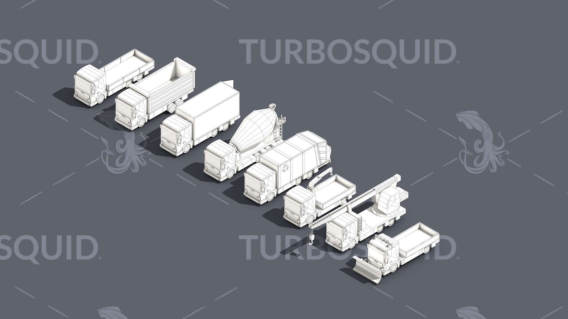 3D Low Poly Truck Pack 01 Isometric Low-poly 3D Model - TurboSquid 1719552