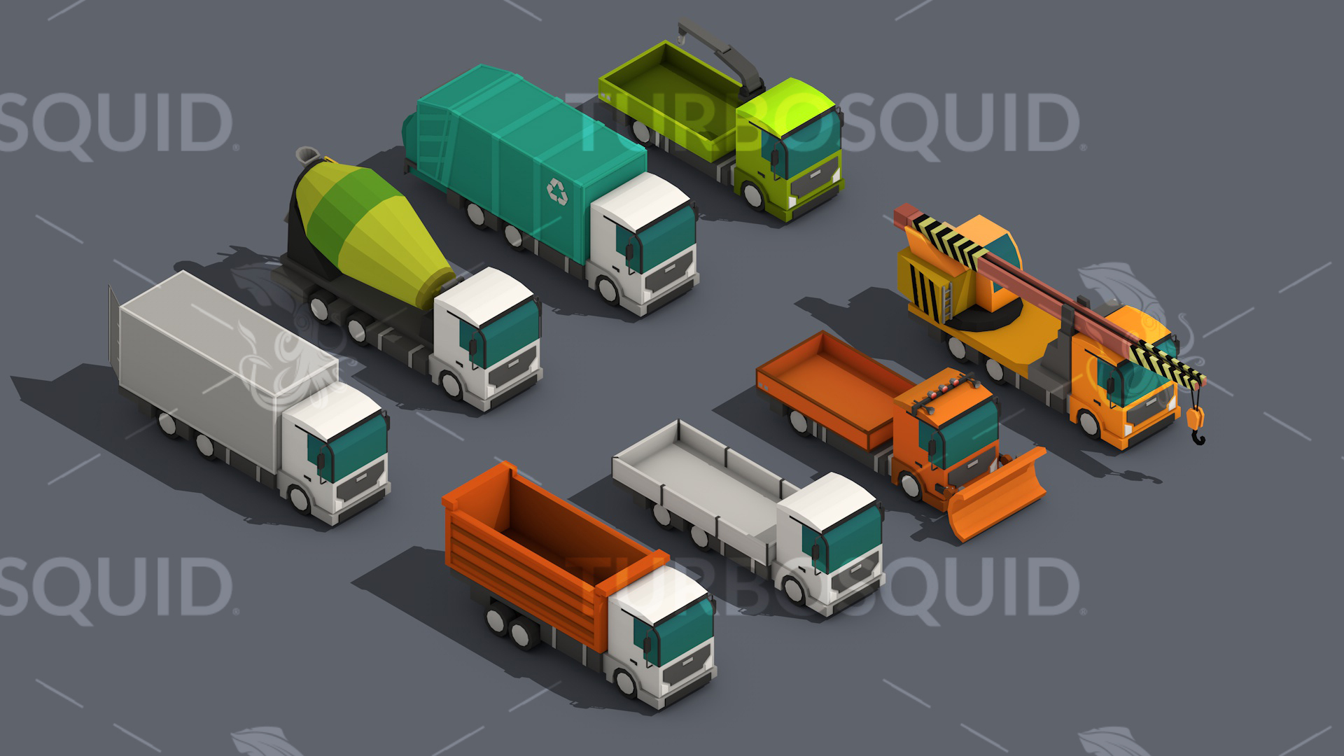 3D Low Poly Truck Pack 01 Isometric Low-poly 3D model - TurboSquid 1719552