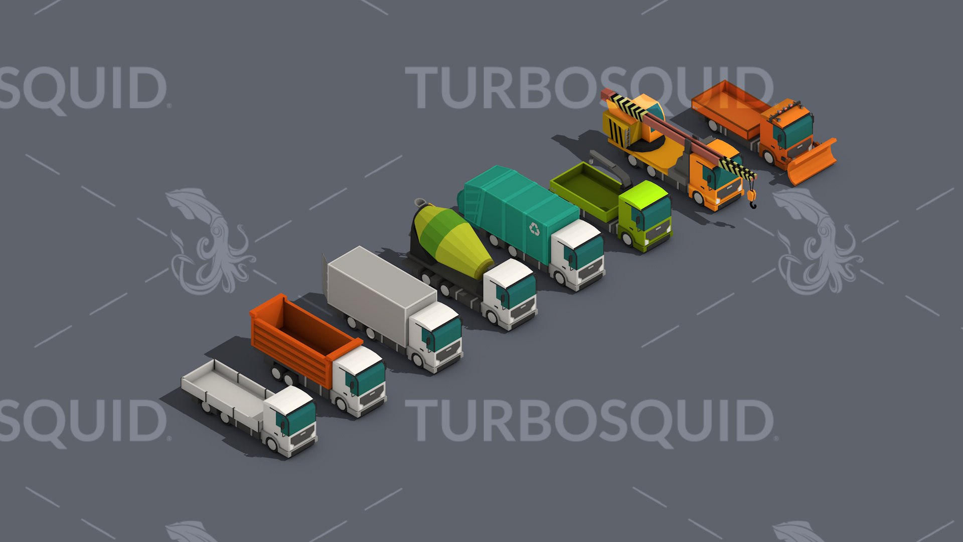 3D Low Poly Truck Pack 01 Isometric Low-poly 3D Model - TurboSquid 1719552