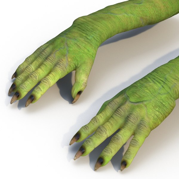 3d model green orc hands rigged