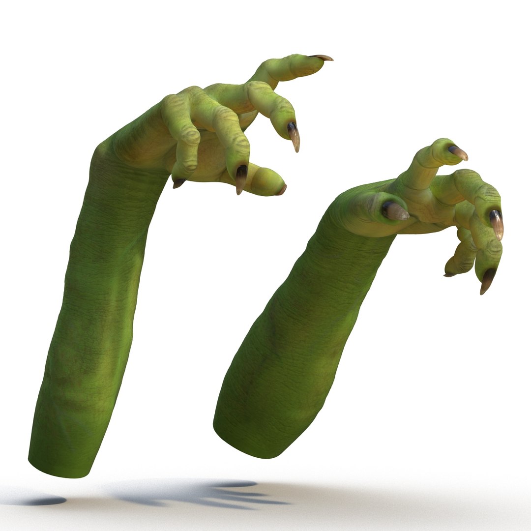 3d model green orc hands rigged