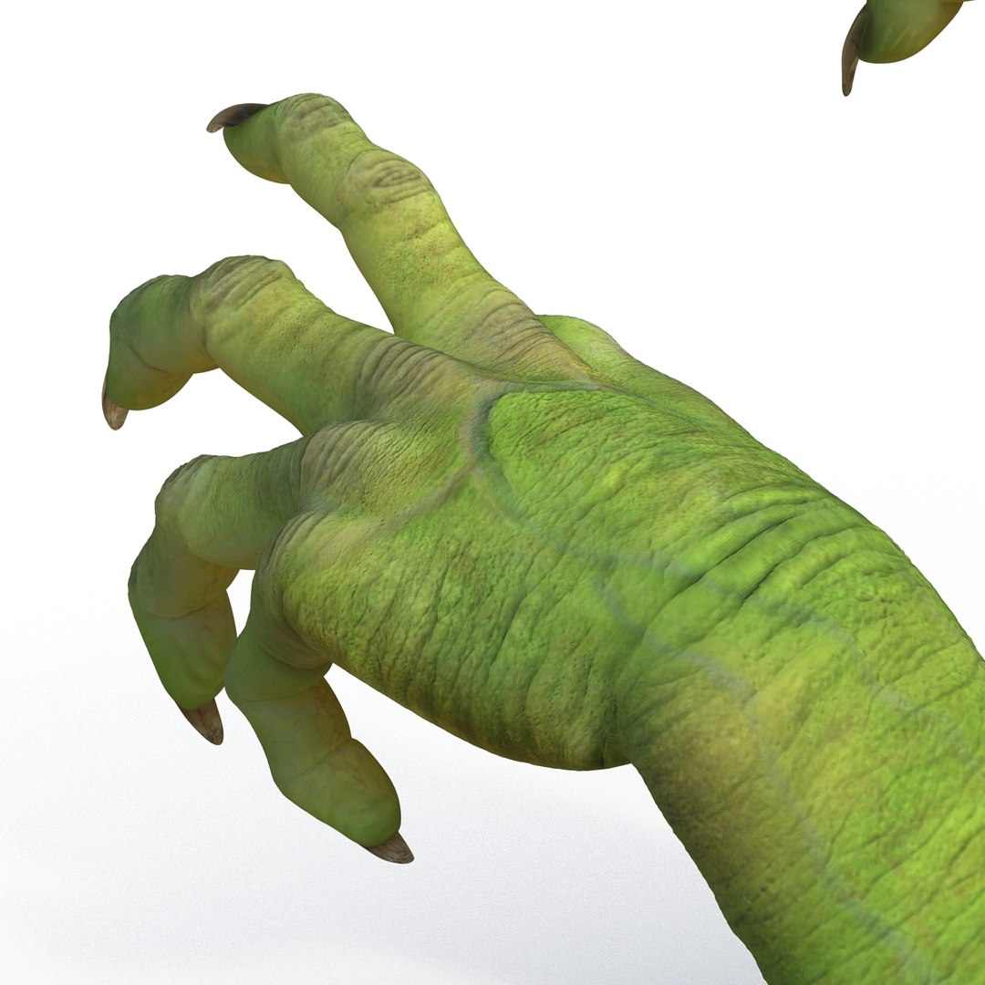 3d Model Green Orc Hands Rigged