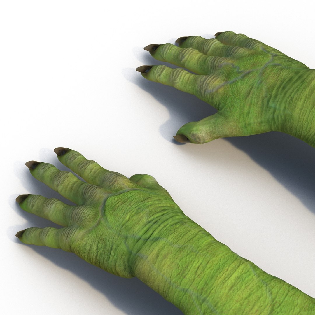 3d Model Green Orc Hands Rigged