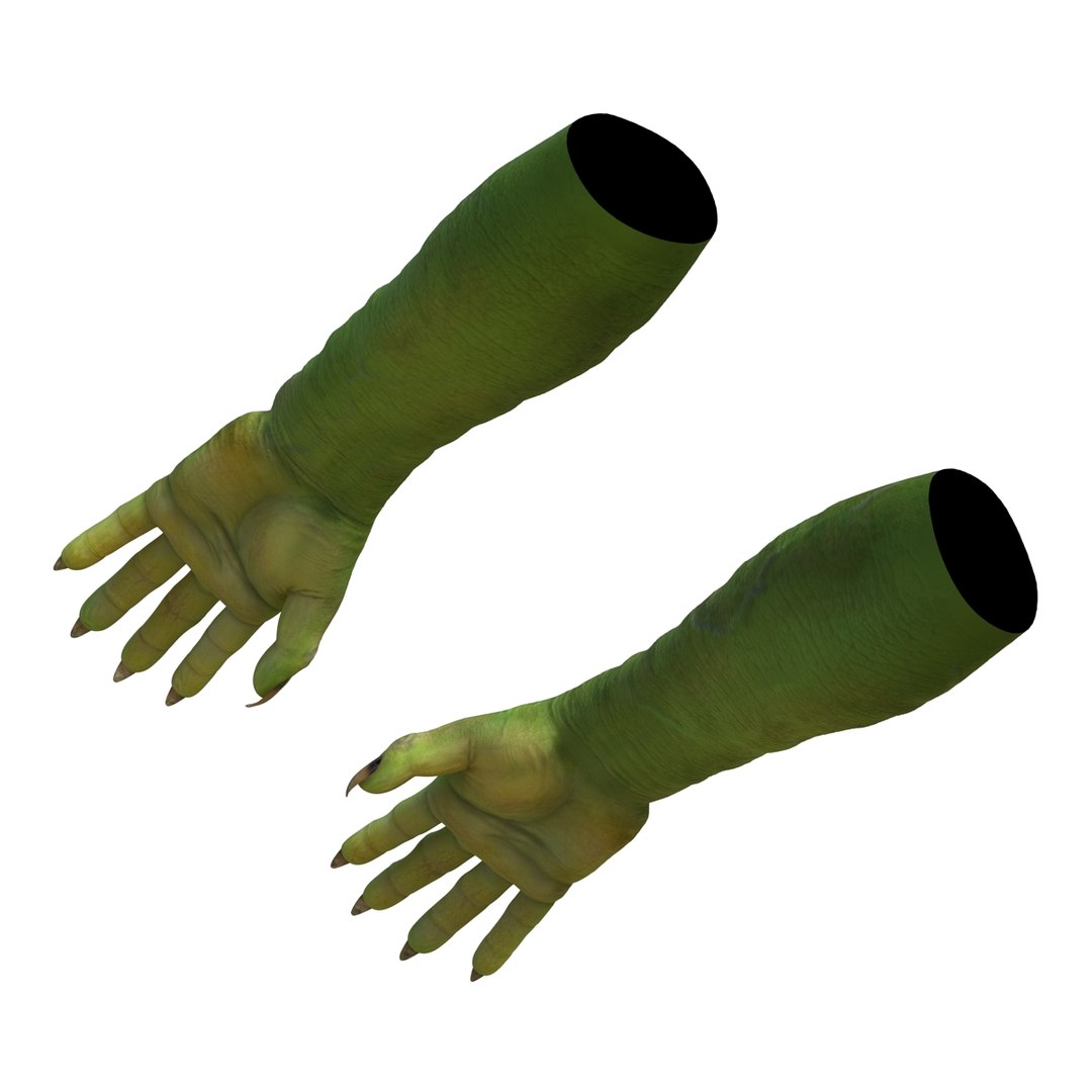 3d model green orc hands rigged