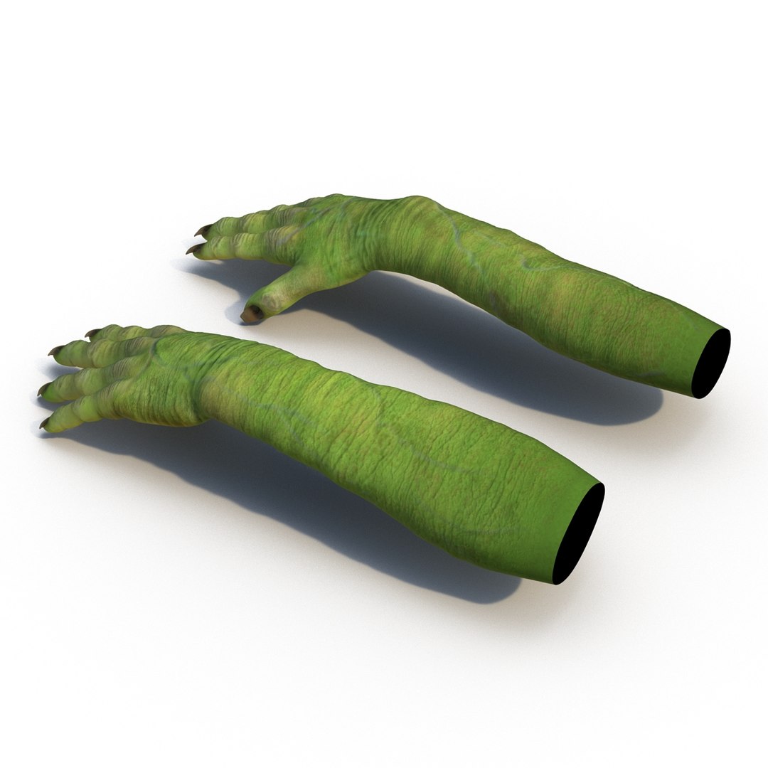 3d model green orc hands rigged