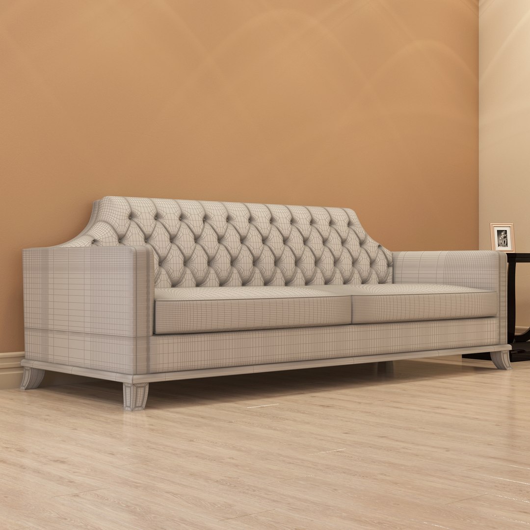 3D Model Chesterfield Fabric Sofa 002 - TurboSquid 2397746