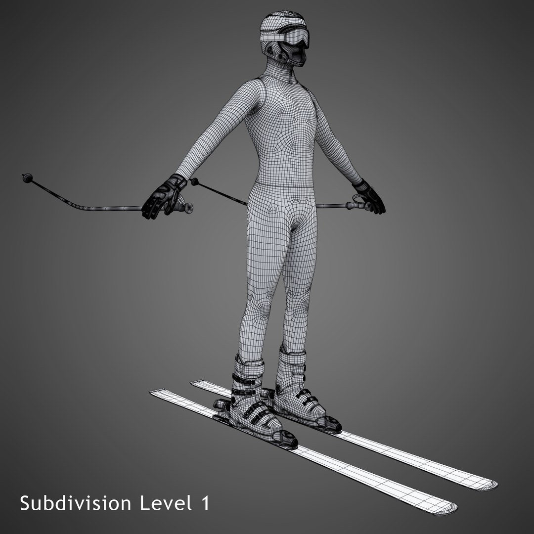 3d Model Alpine Skiing Player