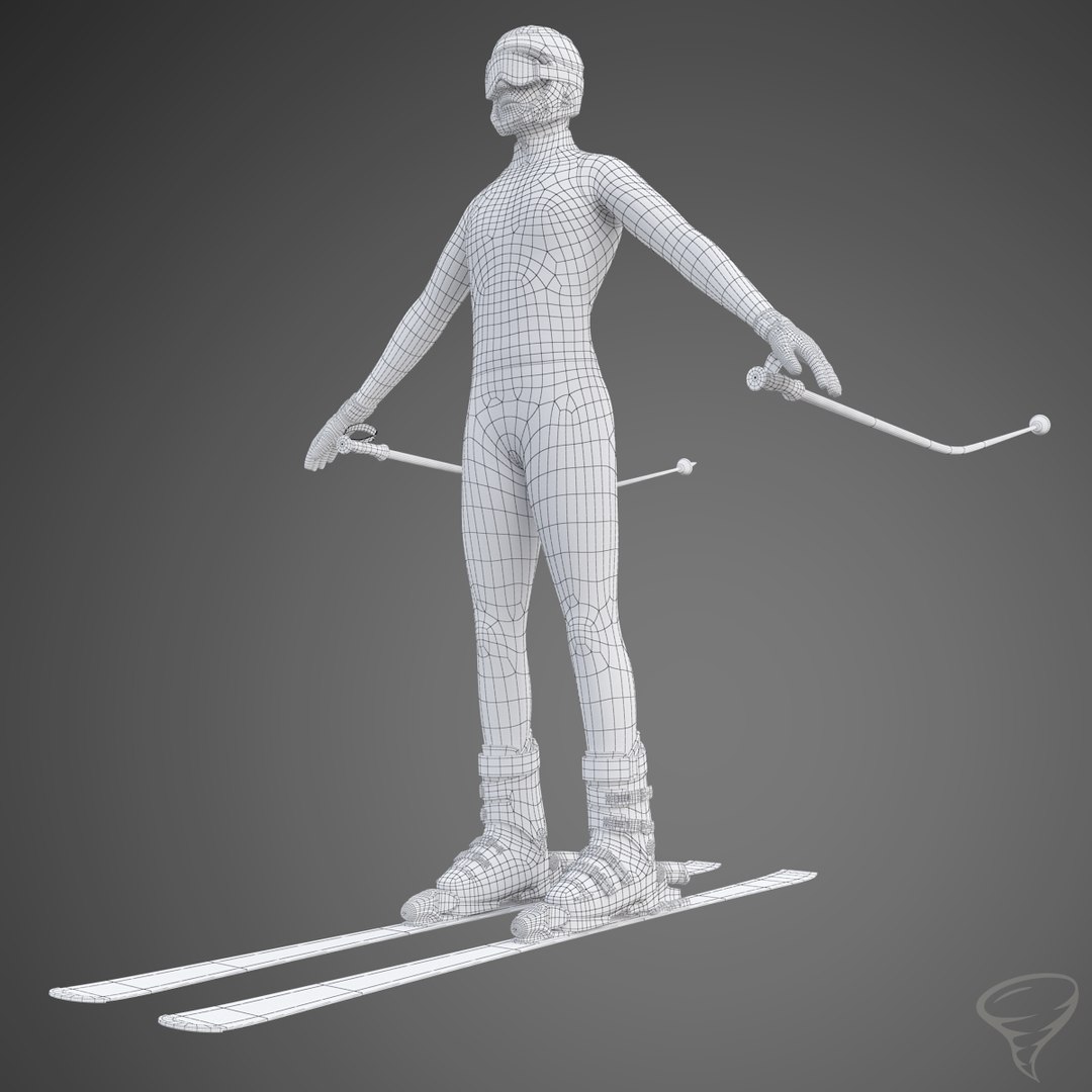 3d Model Alpine Skiing Player