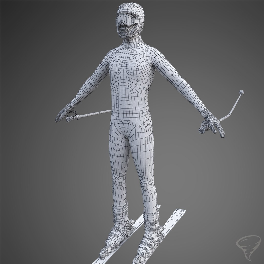 3d Model Alpine Skiing Player