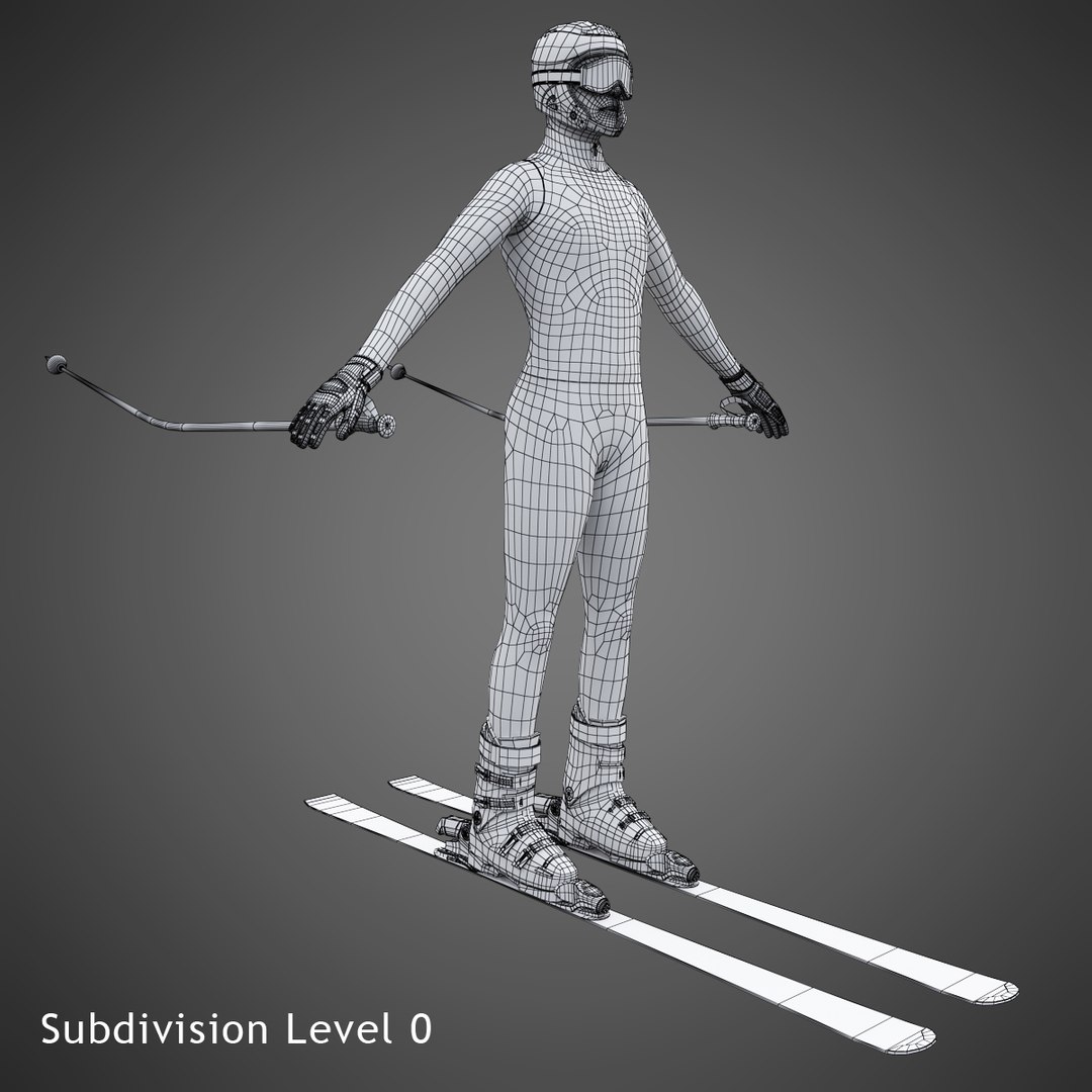 3d Model Alpine Skiing Player