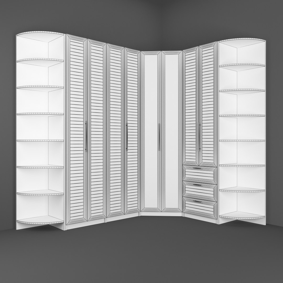 3d Model Angular Wall Unit