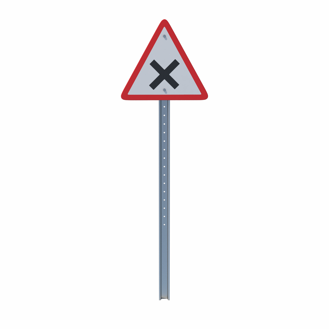 3D Cross Road Of Junction Sign Pole - TurboSquid 2097437