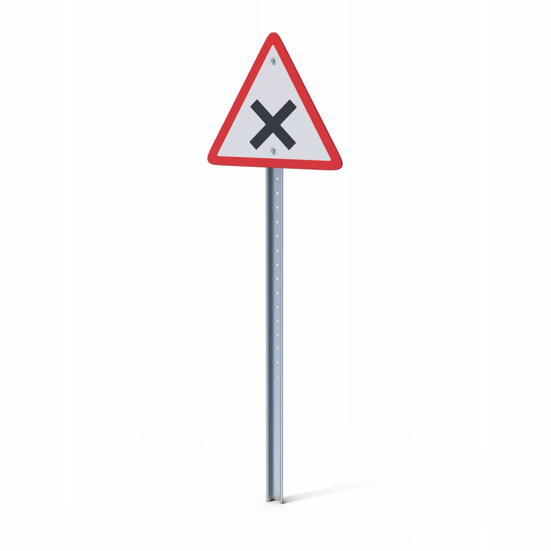 3D Cross Road Of Junction Sign Pole - TurboSquid 2097437