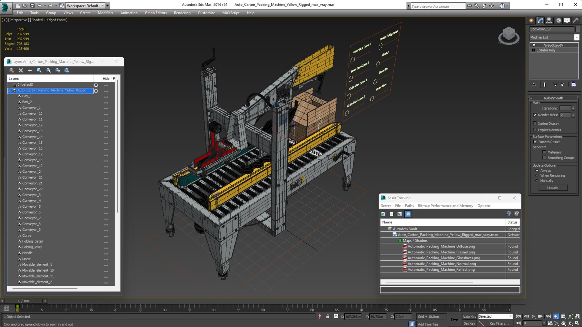 Auto Carton Packing Machine Yellow Rigged 3D model - TurboSquid 2093471
