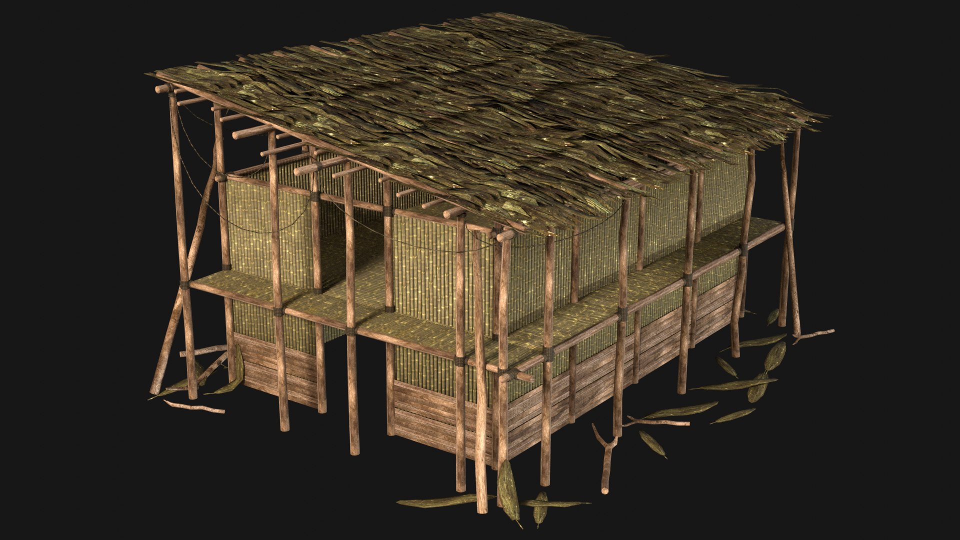 3D JUNGLE SWAMP HOUSE BUILDING COTTAGE HUT AAA COLLECTION Model ...