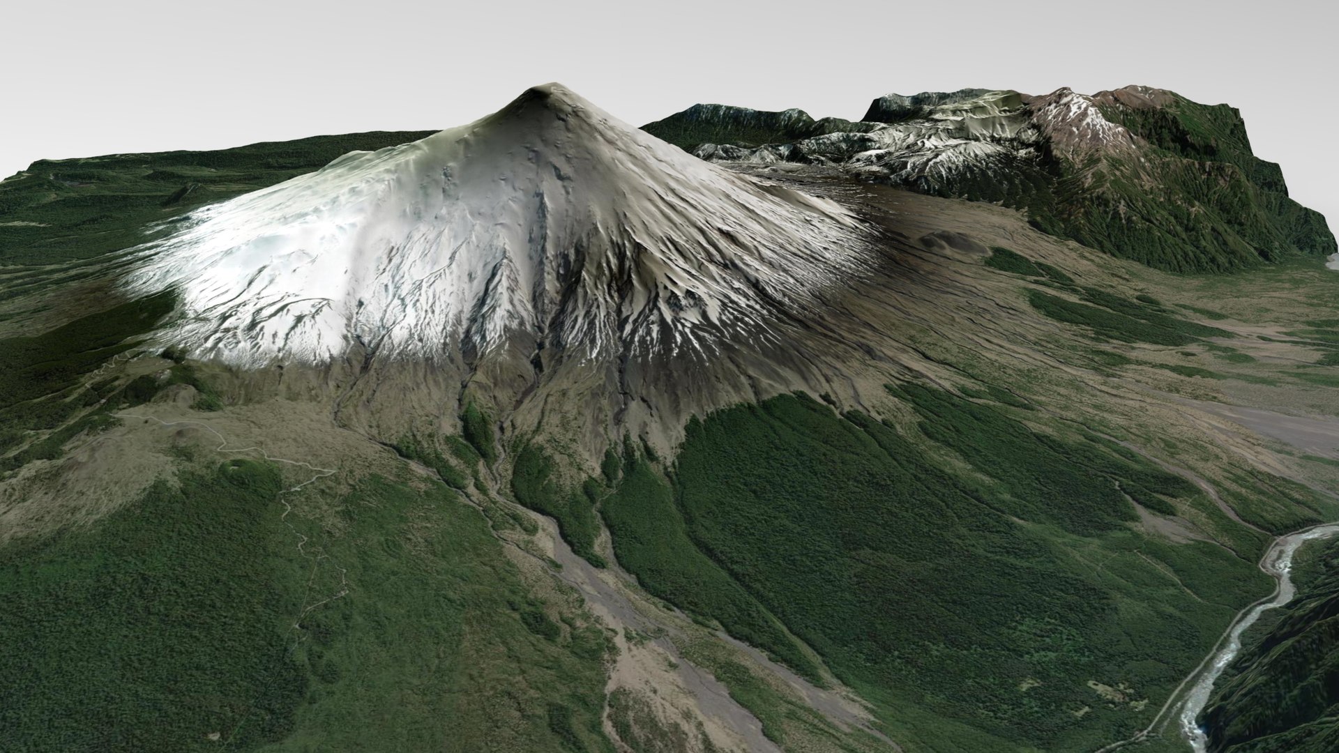 Mountain Landscape Volcano Osorno Andes Mountains In Chile 3D Model ...