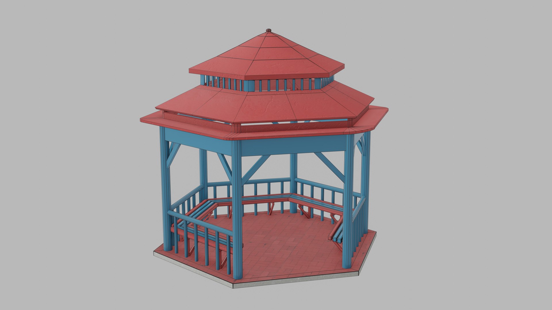 3D Low Poly Gazebo Model - TurboSquid 1944304