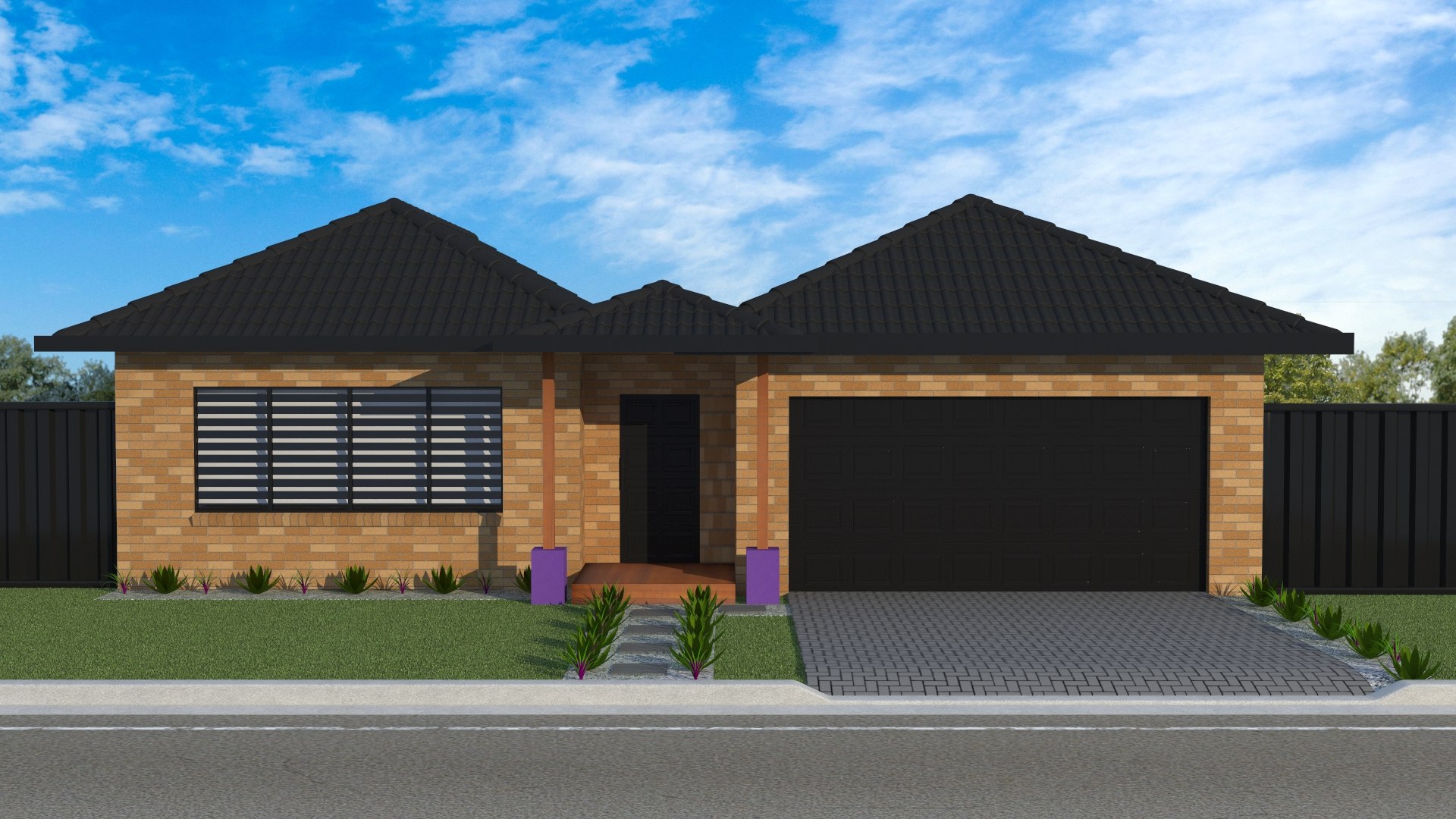 3D Australian House 3 Single Level Architectural Building Exterior ...