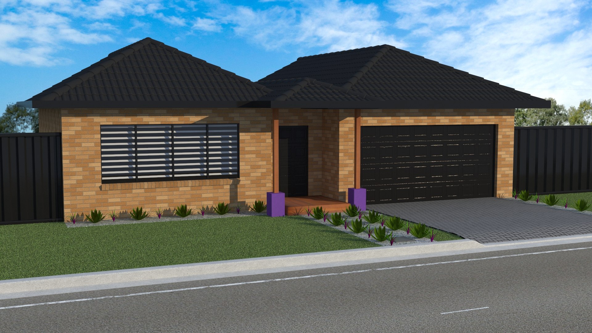 3D Australian House 3 Single Level Architectural Building Exterior ...