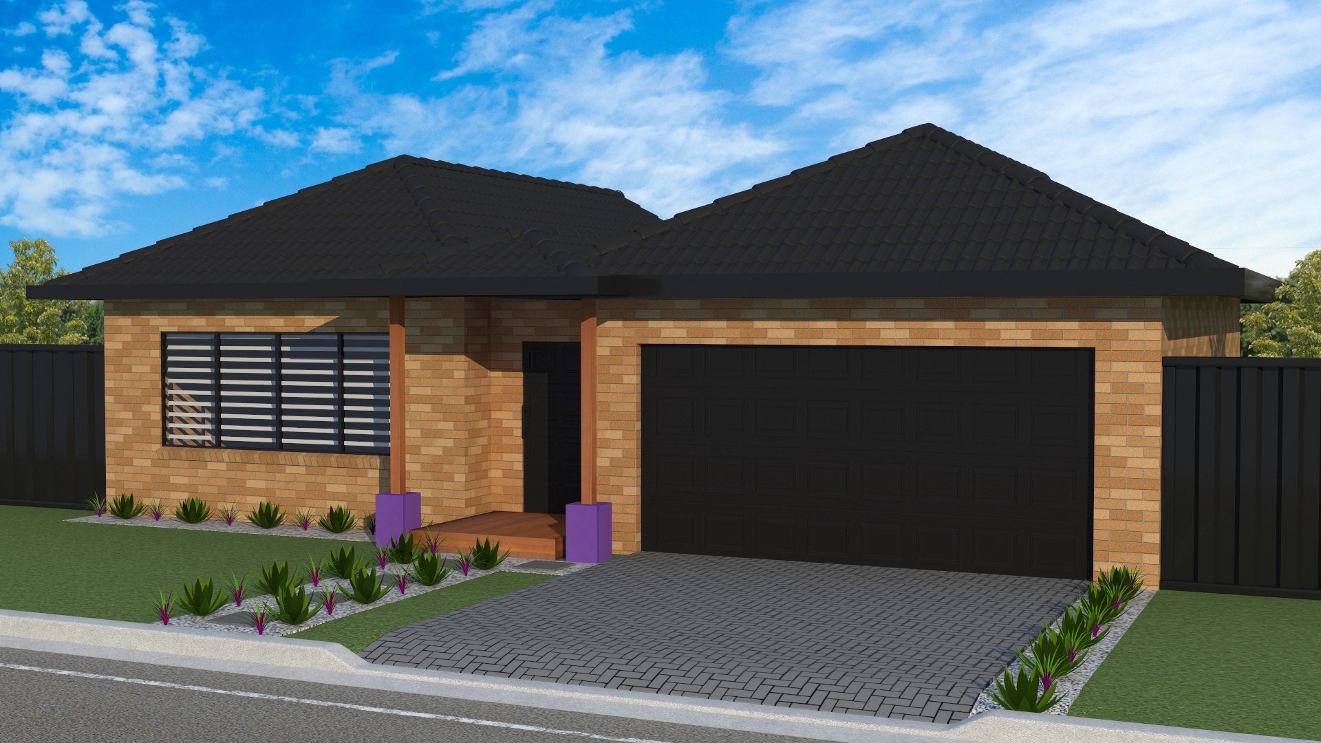 3D Australian House 3 Single Level Architectural Building Exterior ...