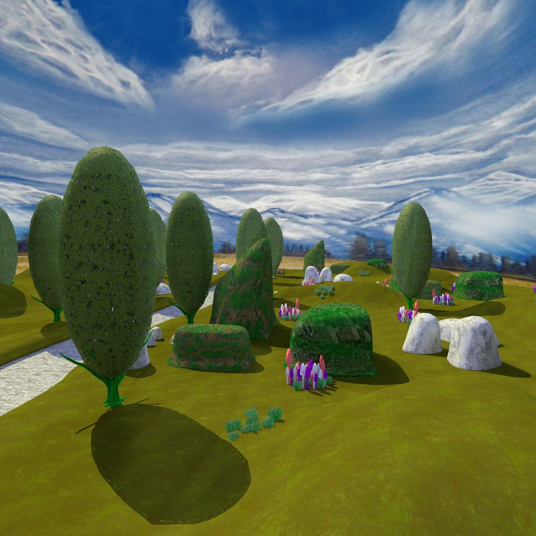 3d Cartoon Landscape Scene Path