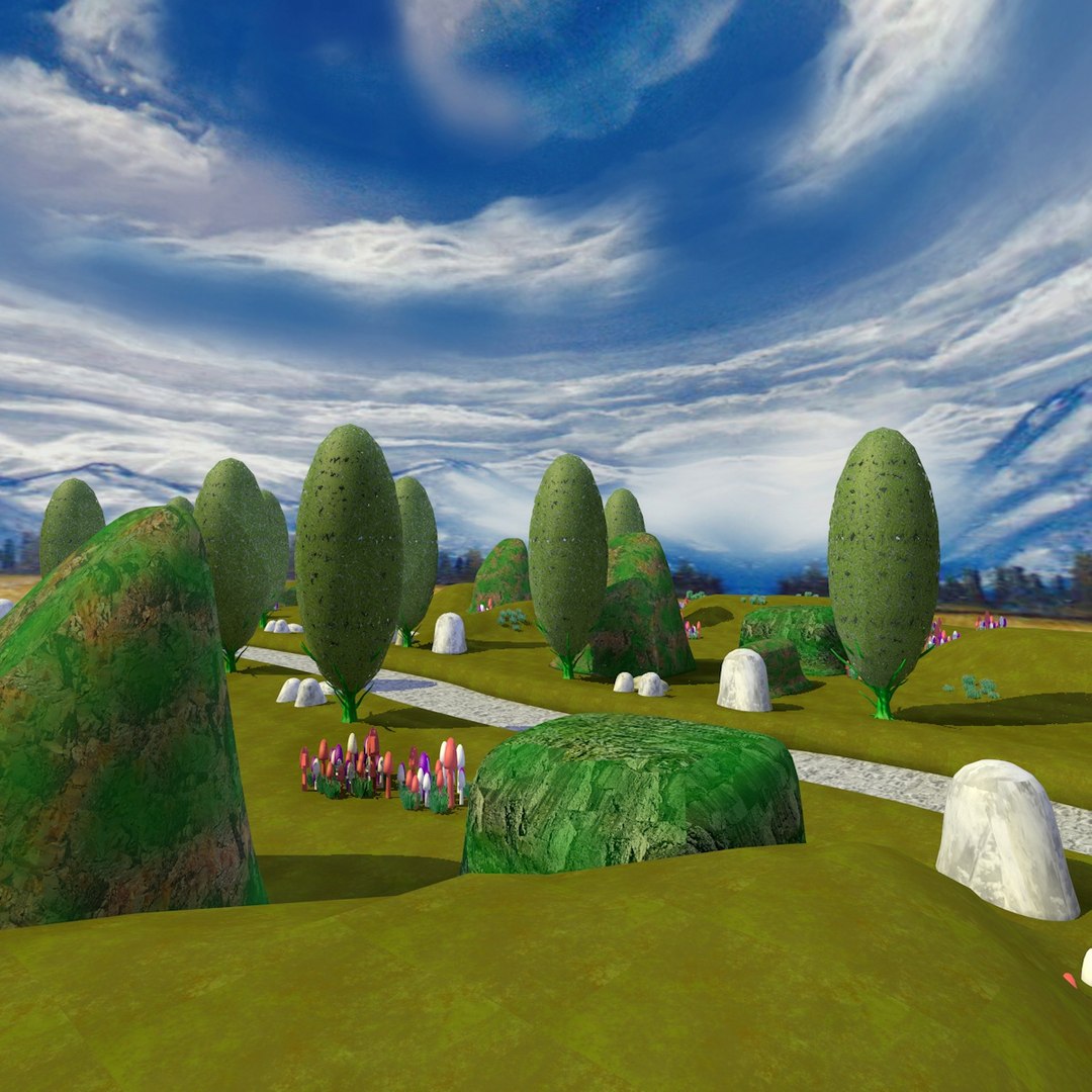 3d Cartoon Landscape Scene Path