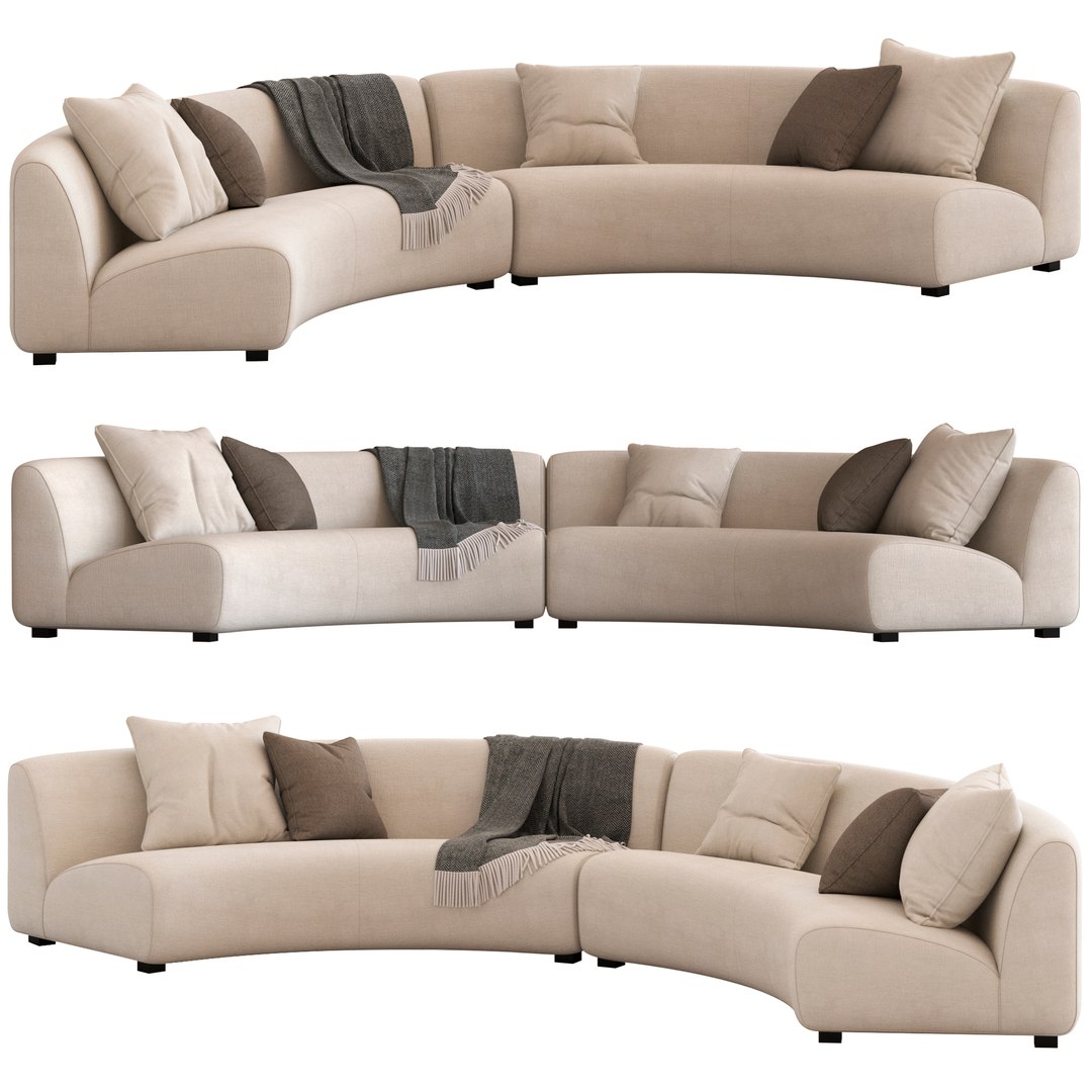 Coco Republic Adele Curved Modular Sofa 3D Model - TurboSquid 2166094