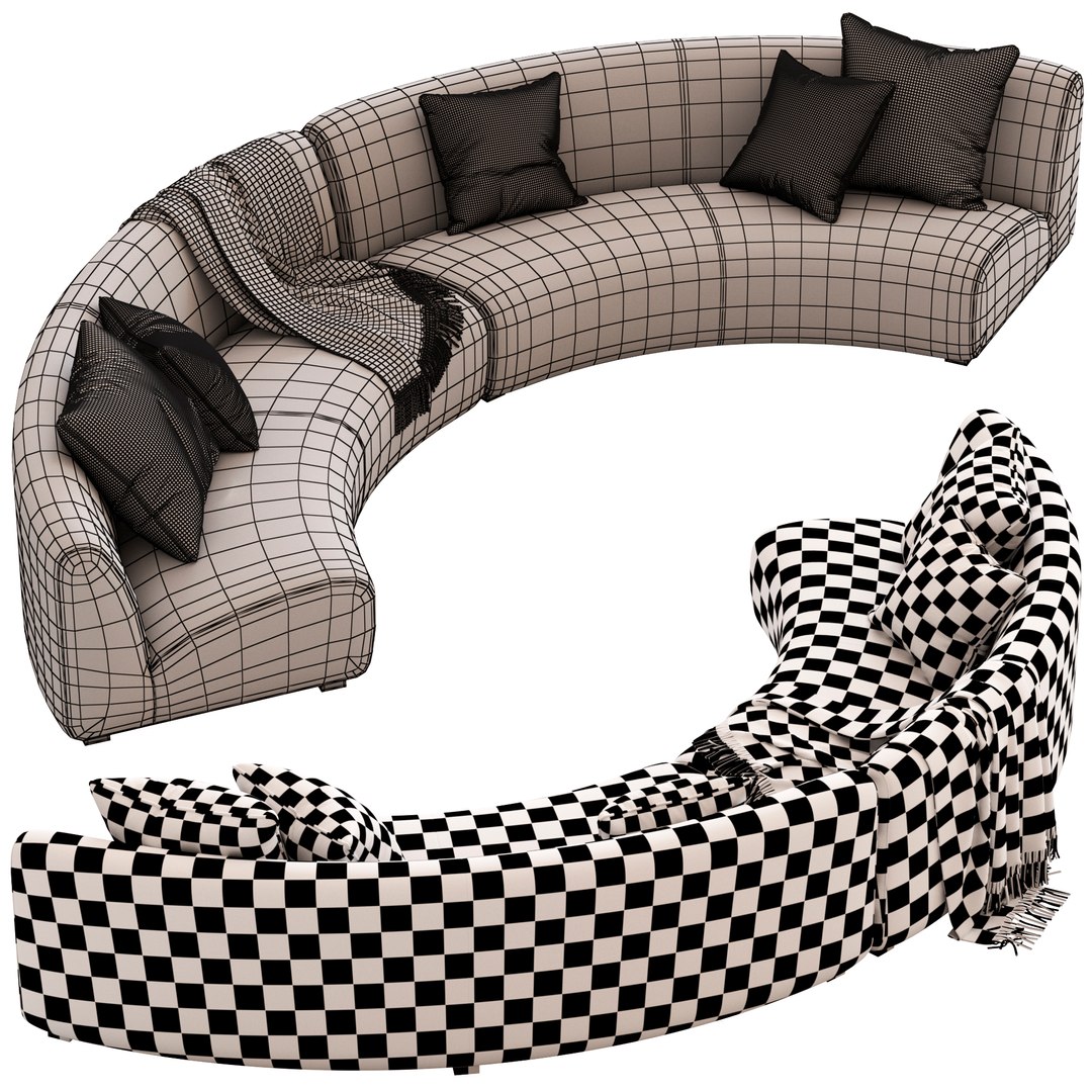 Coco Republic Adele Curved Modular Sofa 3D Model - TurboSquid 2166094