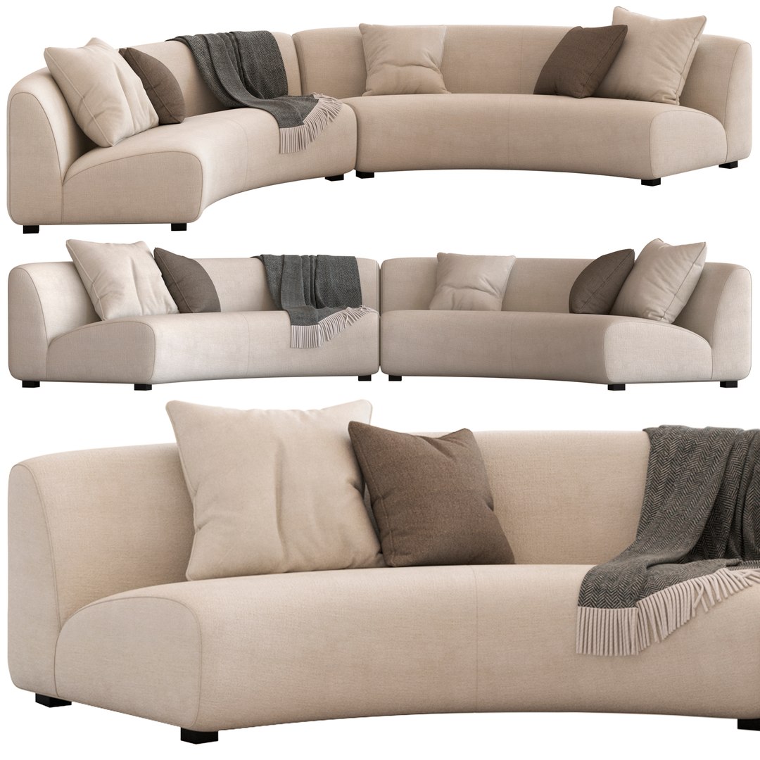 Coco Republic Adele Curved Modular Sofa 3D Model - TurboSquid 2166094