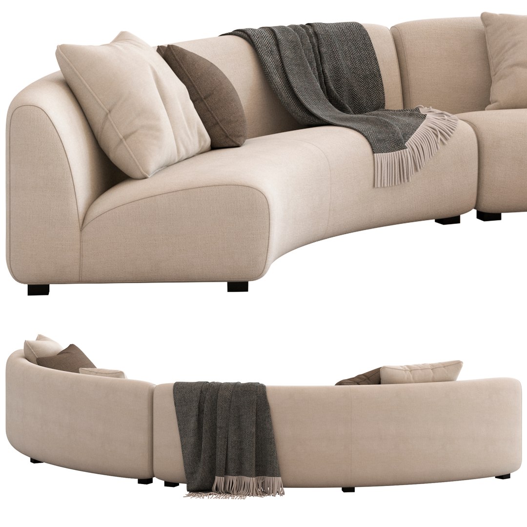 Coco Republic Adele Curved Modular Sofa 3D Model - TurboSquid 2166094