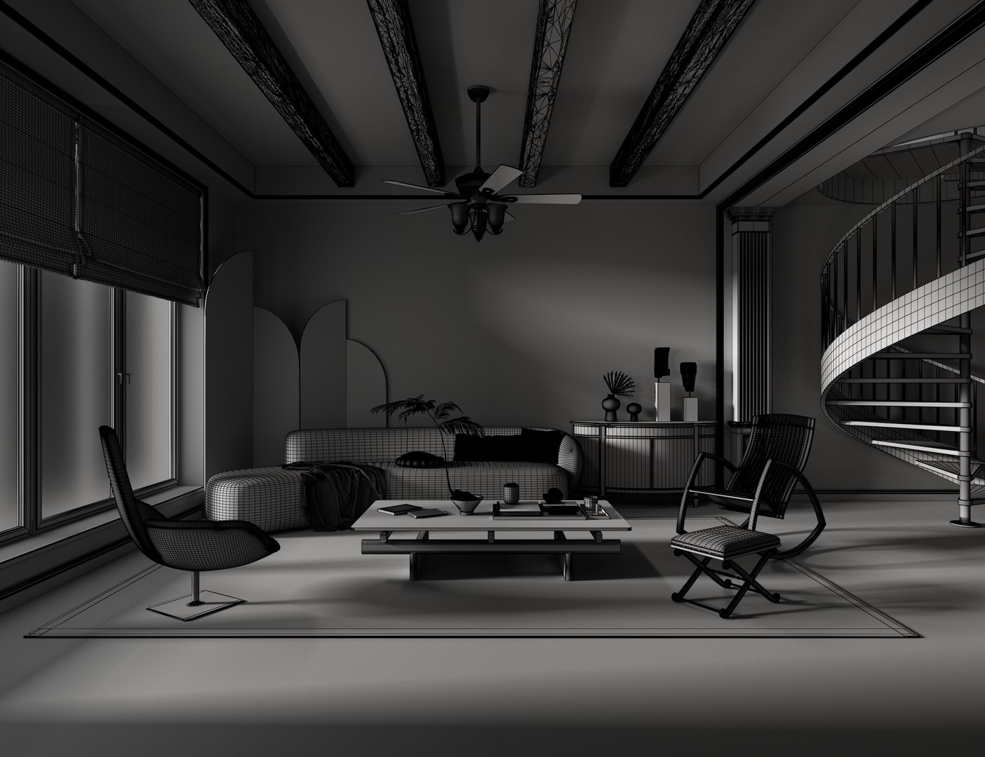 Stylish living room style design 3D model - TurboSquid 2175670