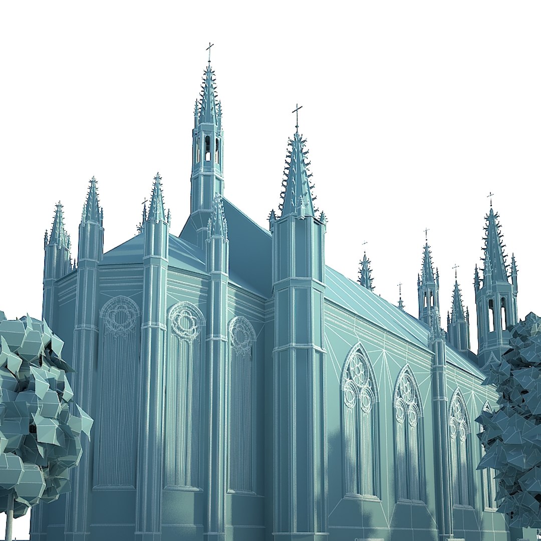 Gothic Church Square 3d Model