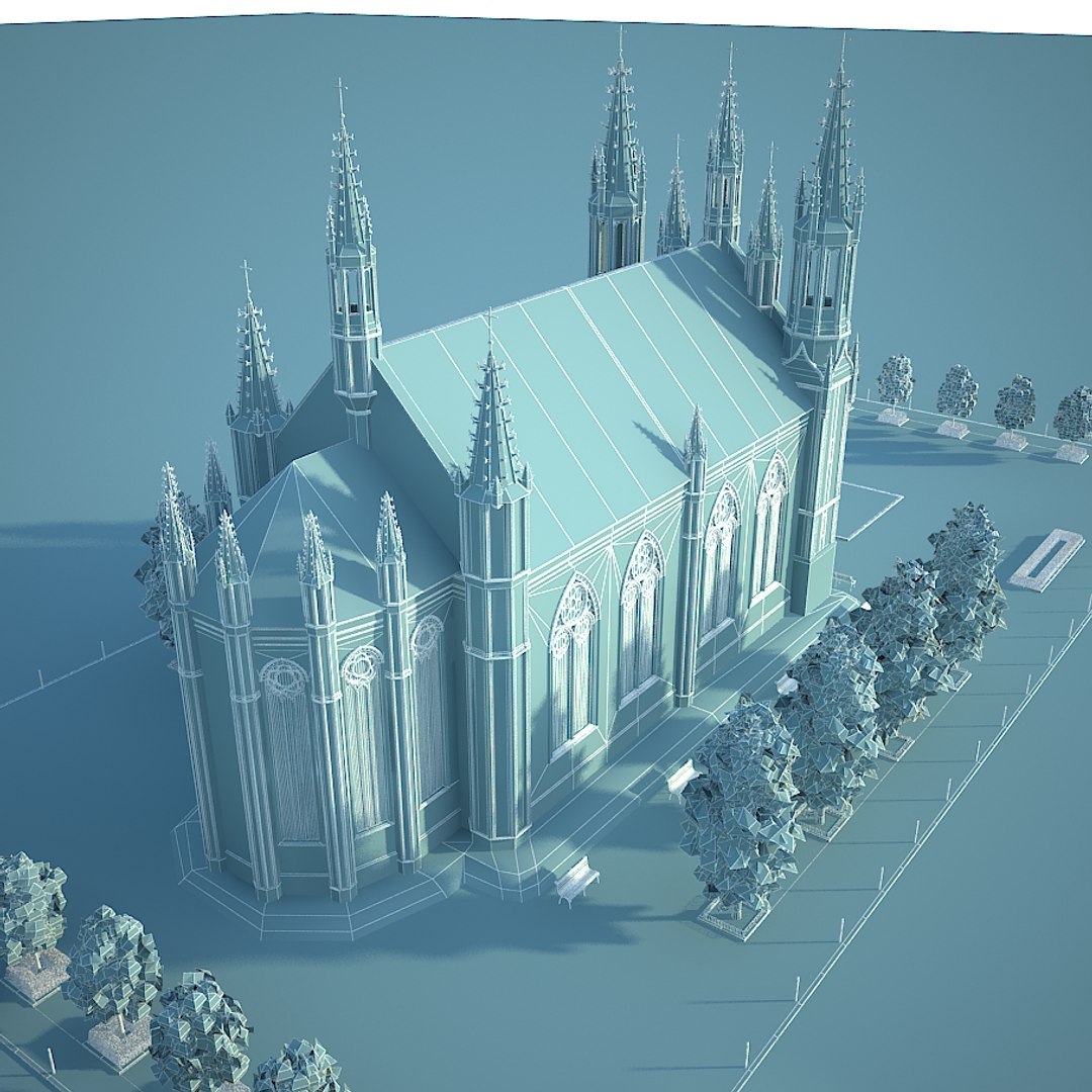 Gothic Church Square 3d Model