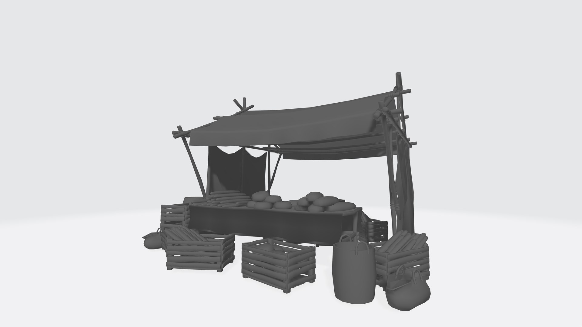 3D Medevil Food Stand - TurboSquid 1791116