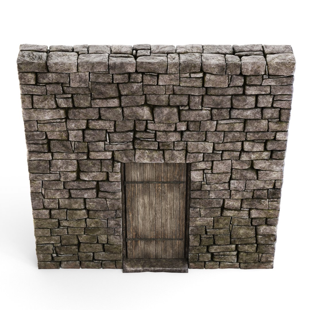 Forge Stone Wall With Door 3D Model - TurboSquid 2230948