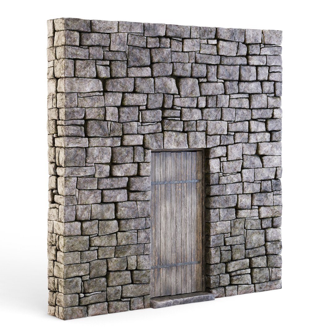 Forge Stone Wall With Door 3D Model - TurboSquid 2230948