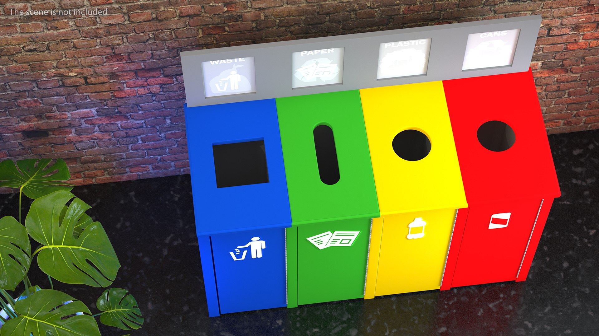 3D Sort Recycling Bins Multicolor Model - TurboSquid 1823686
