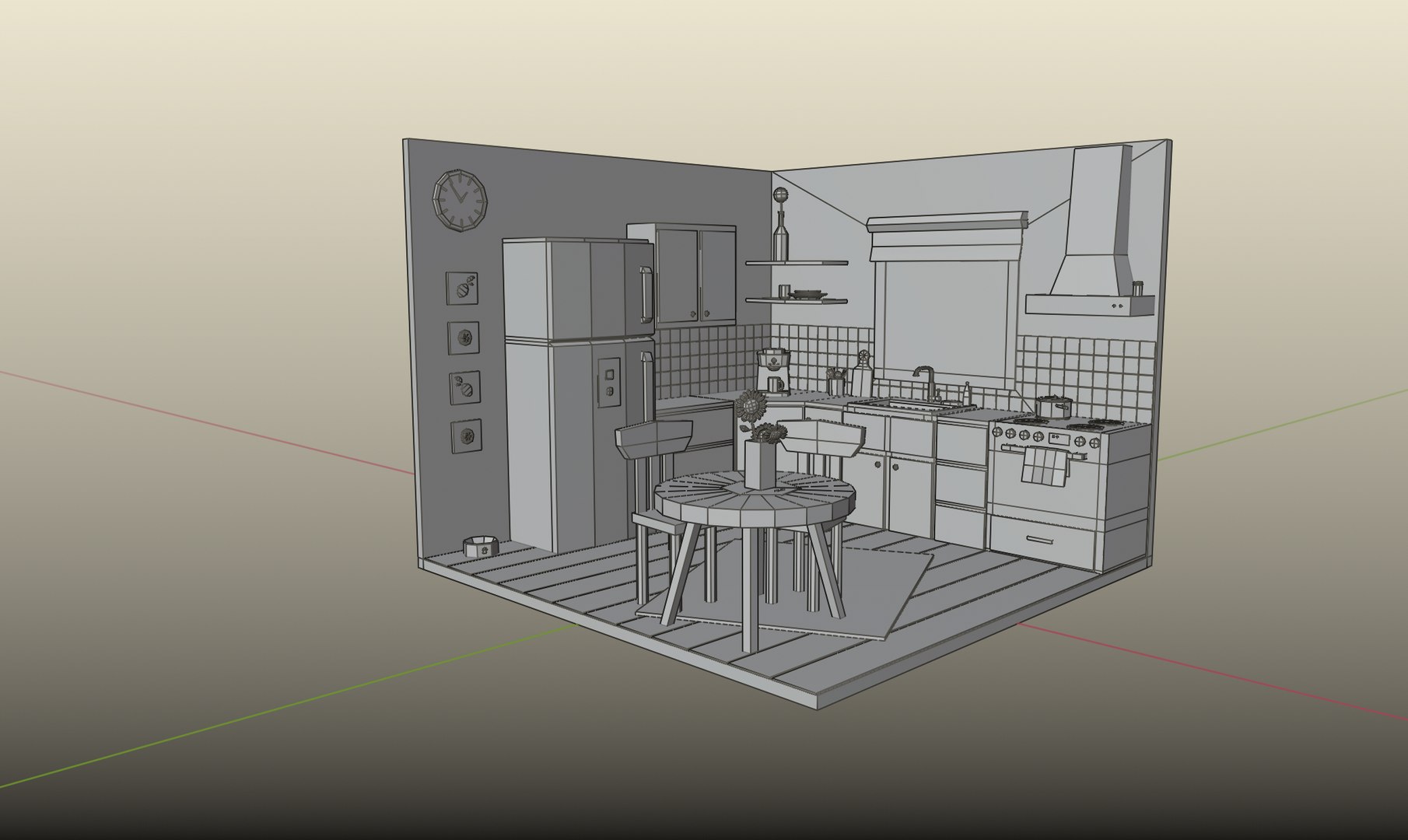 3D Kitchen 16 Low-poly 3D Model - TurboSquid 1800733