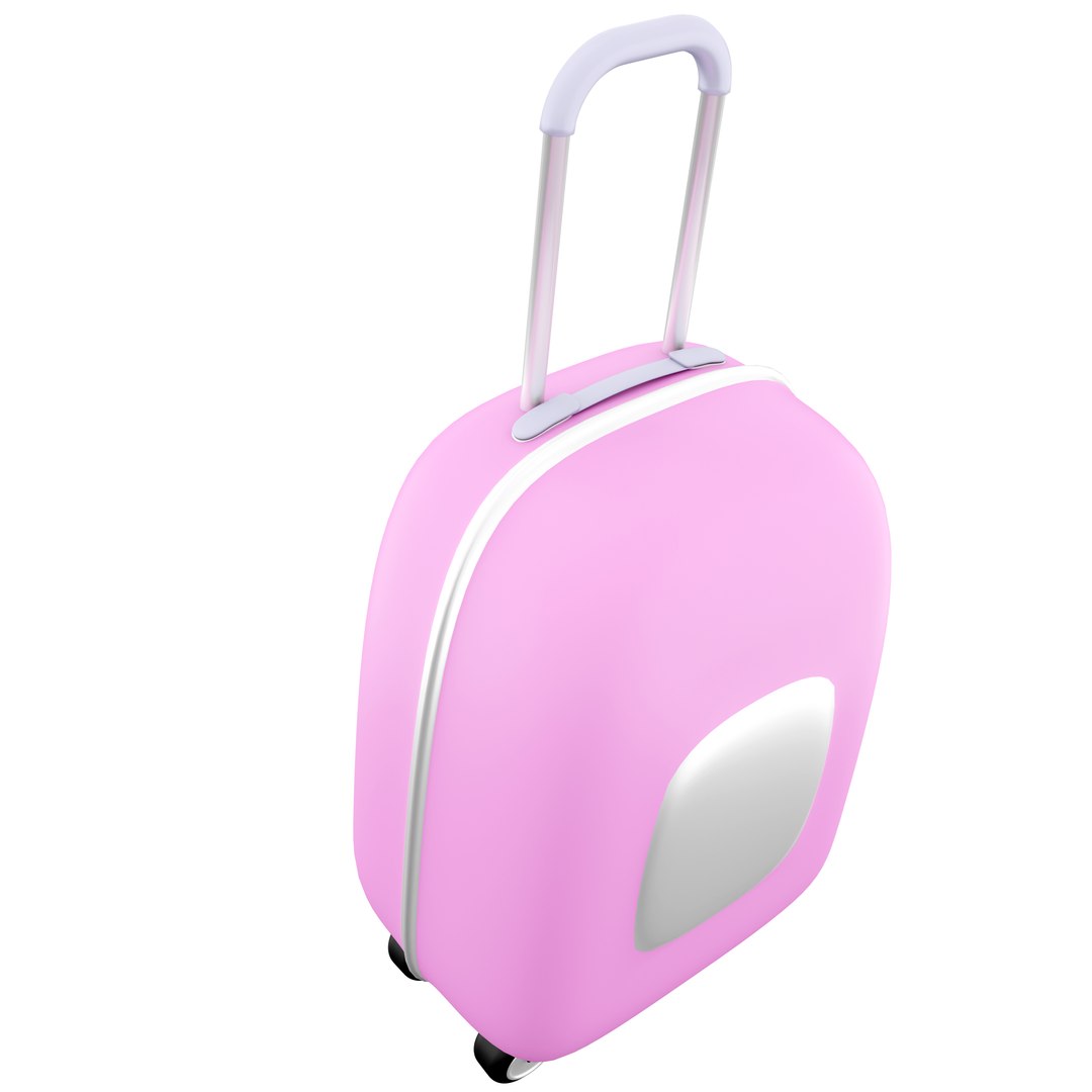 3d pink suitcase with wheels icon model - TurboSquid 2055957