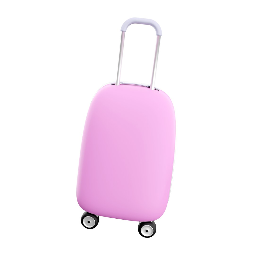 3d pink suitcase with wheels icon model - TurboSquid 2055957