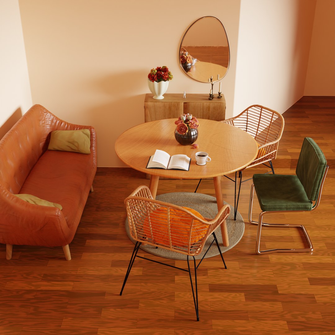 3D Model Dining Room Table Set - Cozy Mornings - TurboSquid 1990697