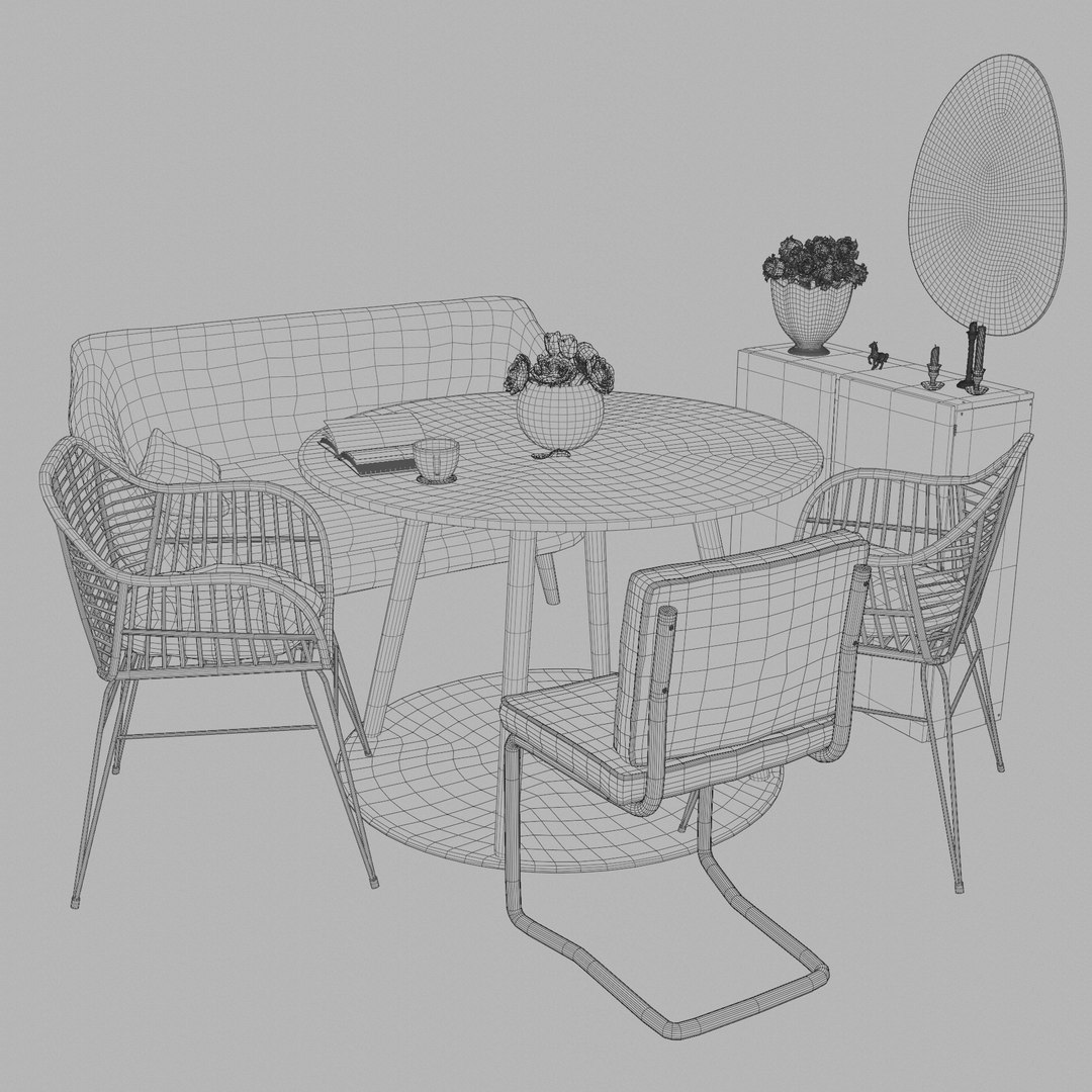 3D Model Dining Room Table Set - Cozy Mornings - TurboSquid 1990697