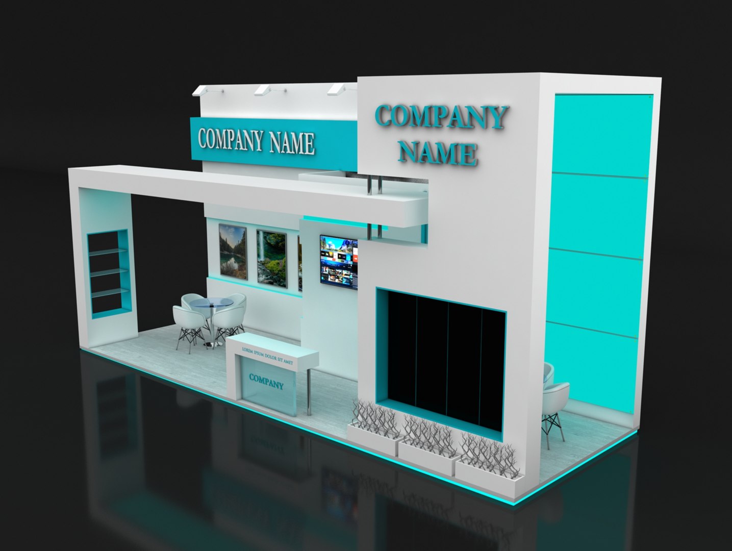 Booth Exhibition Stand Stall 3X9m Height 450 Cm 3 Side Open Model ...