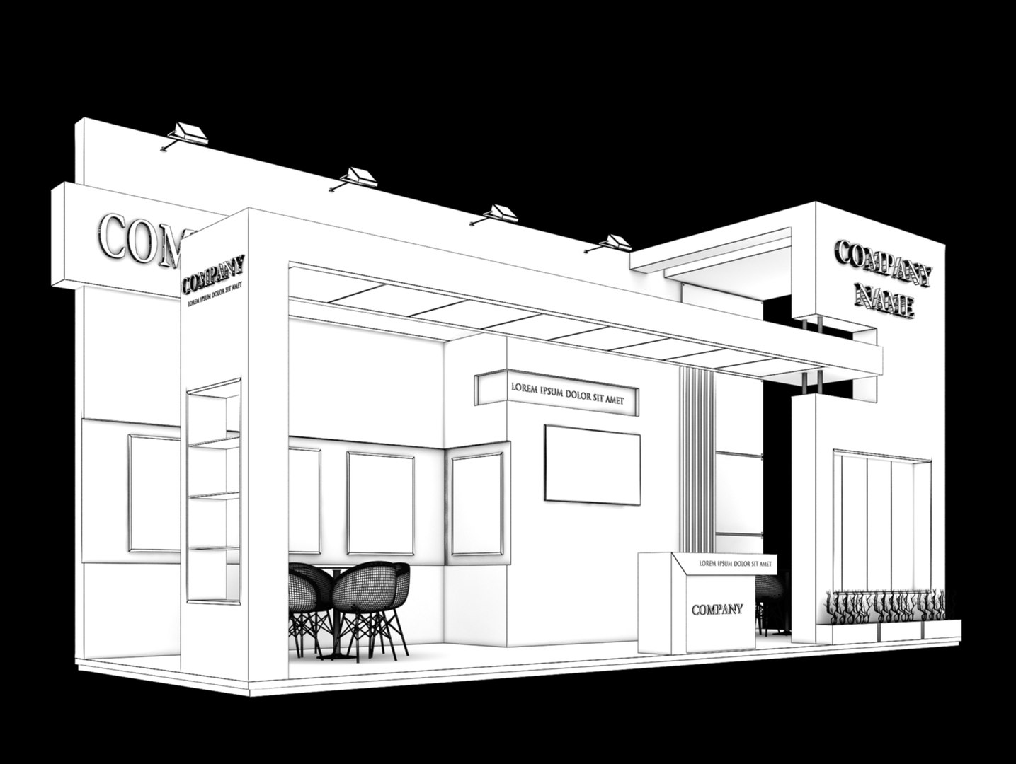Booth Exhibition Stand Stall 3X9m Height 450 Cm 3 Side Open Model ...