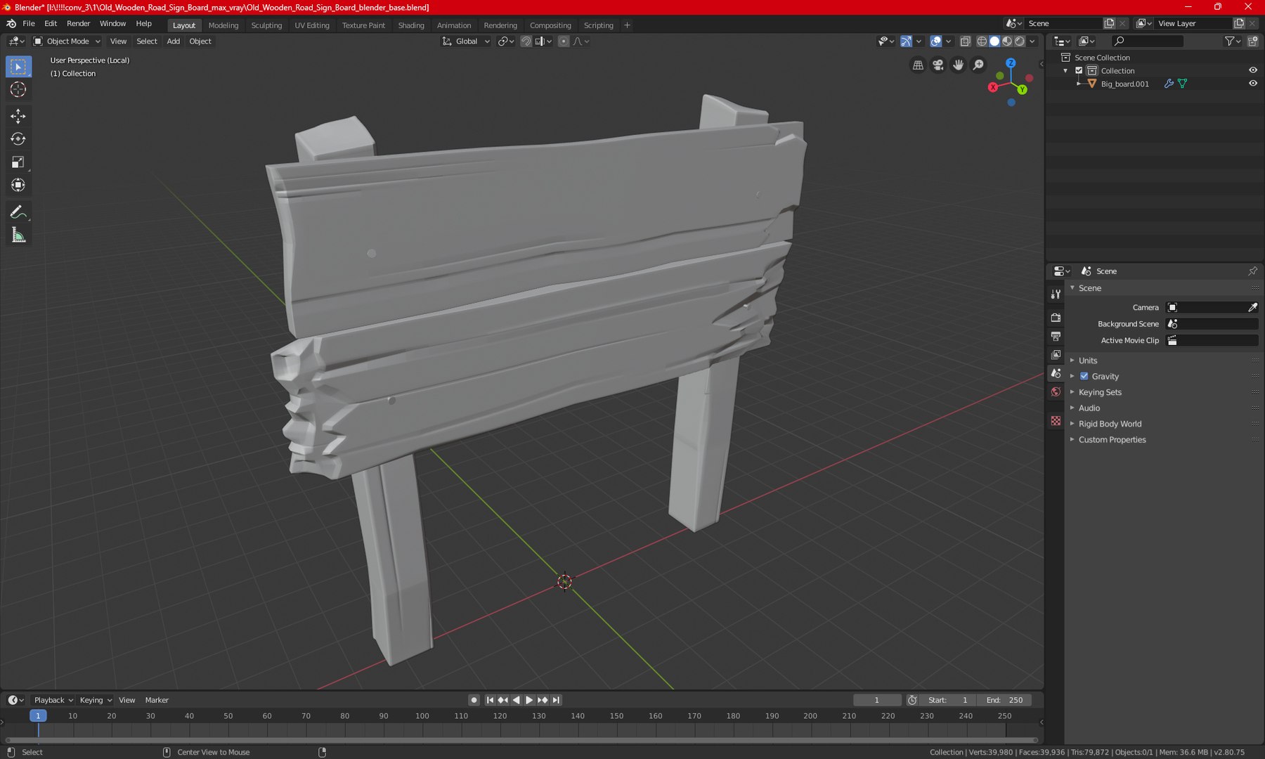 3D model Old Wooden Road Sign Board - TurboSquid 2113694