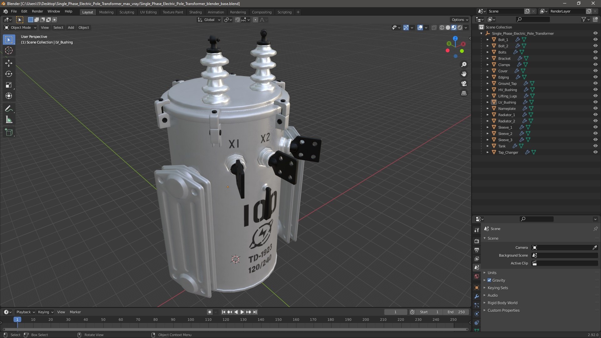 Single Phase Electric Pole Transformer Model - TurboSquid 2170490