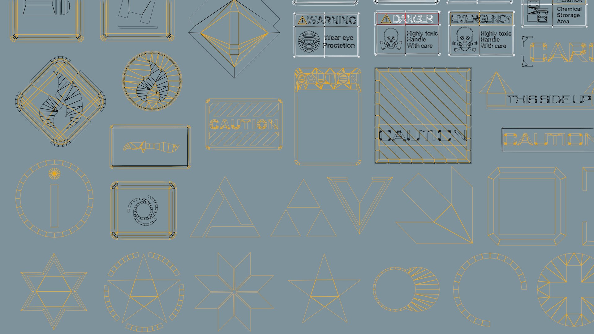 3D Model Polygon Decals 202 Pieces - Collection 3 - TurboSquid 2346713