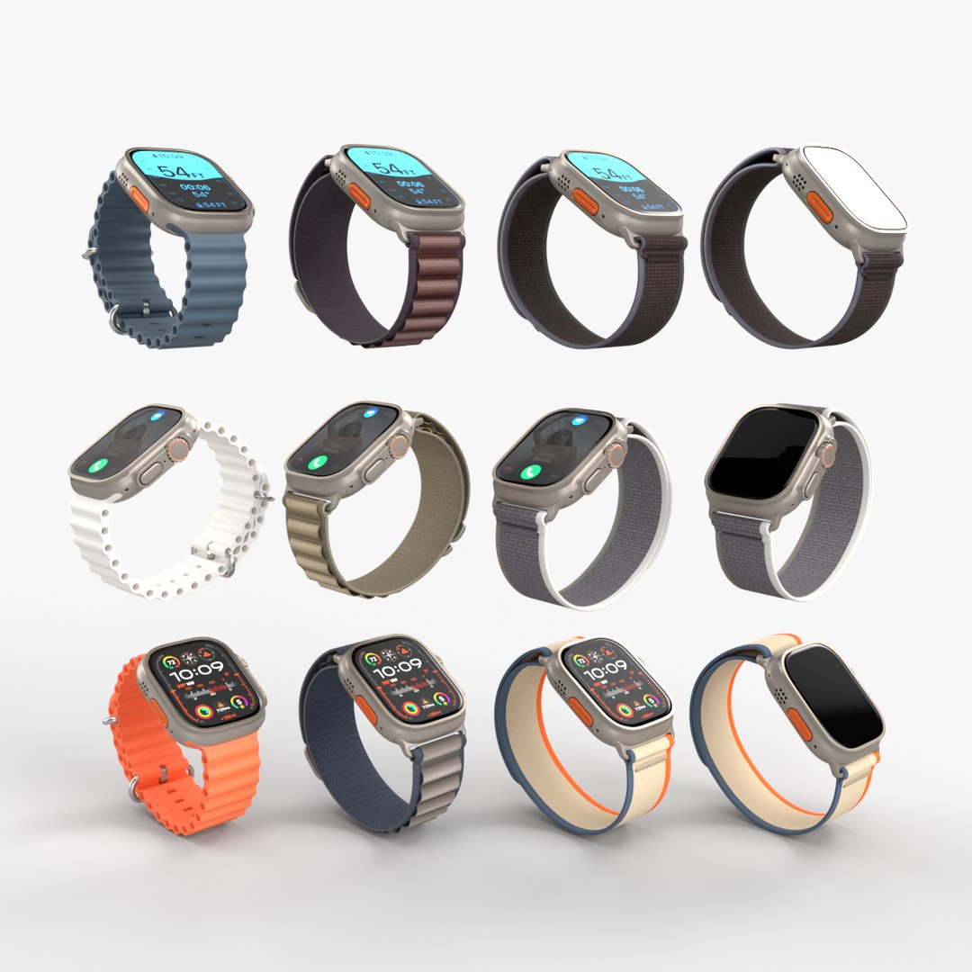 3D Apple Watch Ultra 2 All Colors Model - TurboSquid 2135255