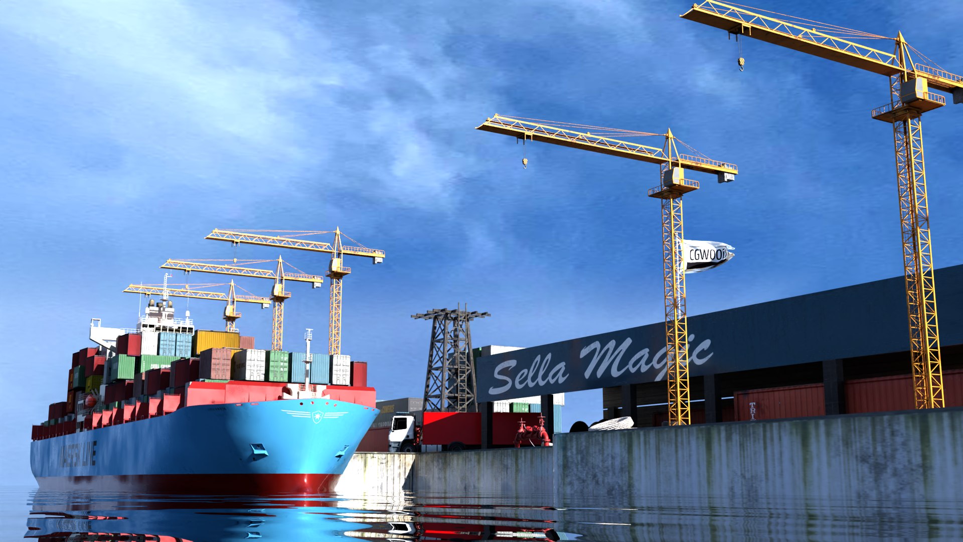 3D Cargo Port Container Ship 3D Model Model - TurboSquid 2239792